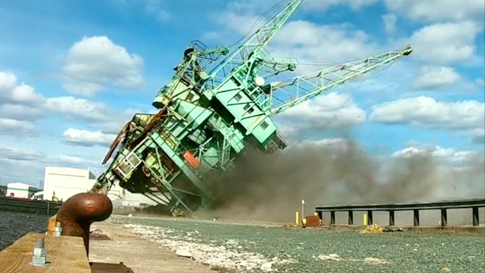 Watch Irving Demolish Two Cranes On the Saint John Waterfront - Huddle ...
